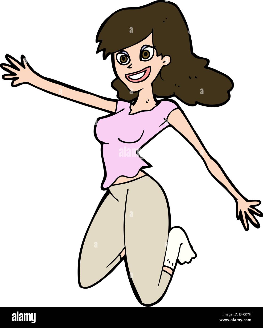 cartoon jumping woman Stock Vector Image & Art - Alamy