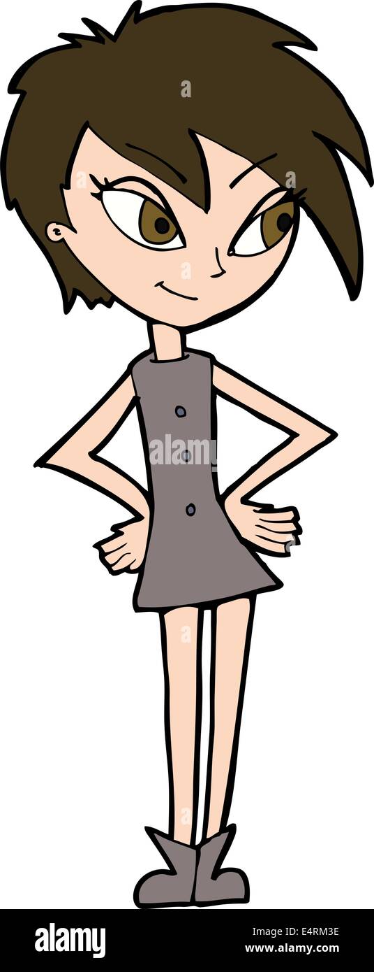 cartoon girl with hands on hips Stock Vector Image & Art - Alamy