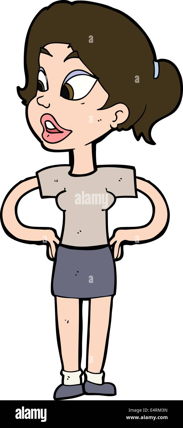 cartoon woman with hands on hips Stock Vector Image & Art - Alamy
