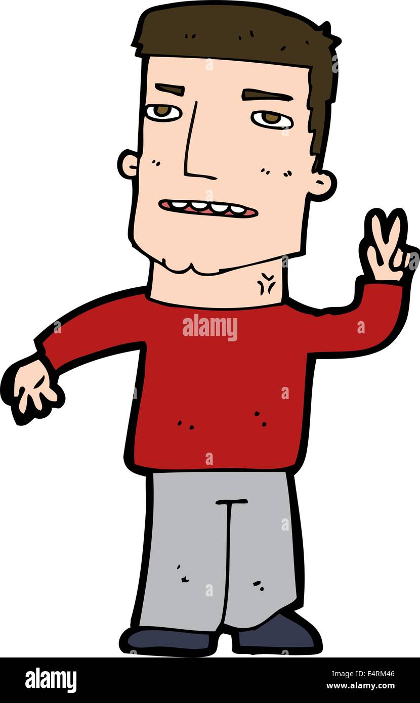 cartoon man giving peace sign Stock Vector Image & Art - Alamy