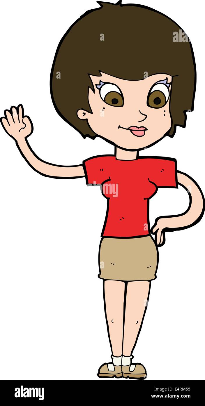 cartoon woman waving Stock Vector Image & Art - Alamy