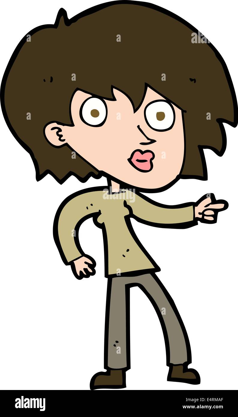 cartoon surprised woman pointing Stock Vector Image & Art - Alamy