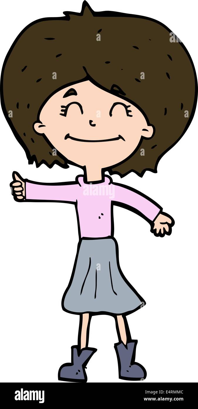 cartoon happy girl giving thumbs up symbol Stock Vector Image & Art - Alamy