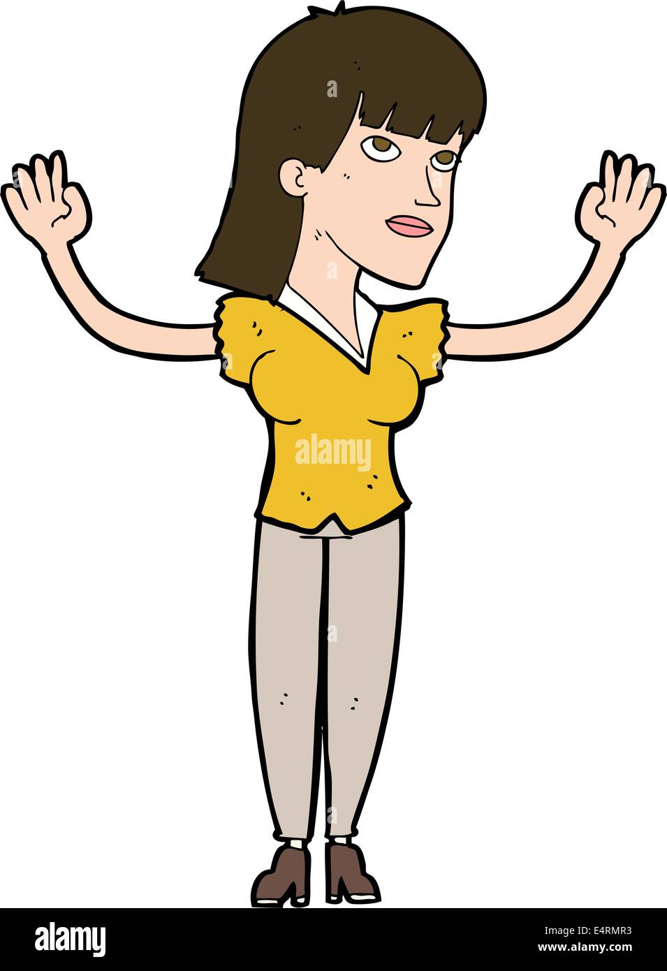 cartoon woman throwing hands in air Stock Vector Image & Art - Alamy