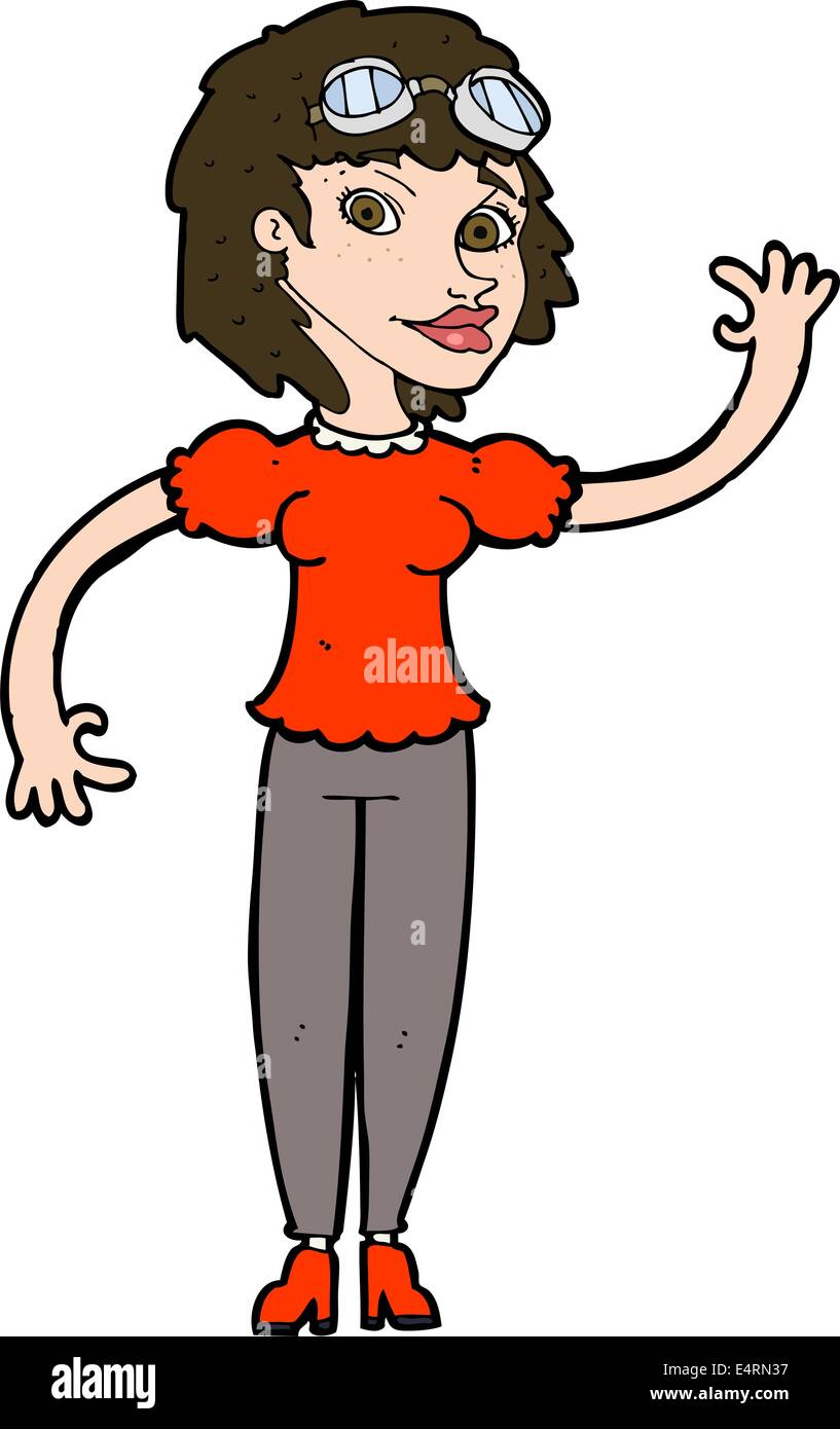 cartoon pilot woman waving Stock Vector Image & Art - Alamy