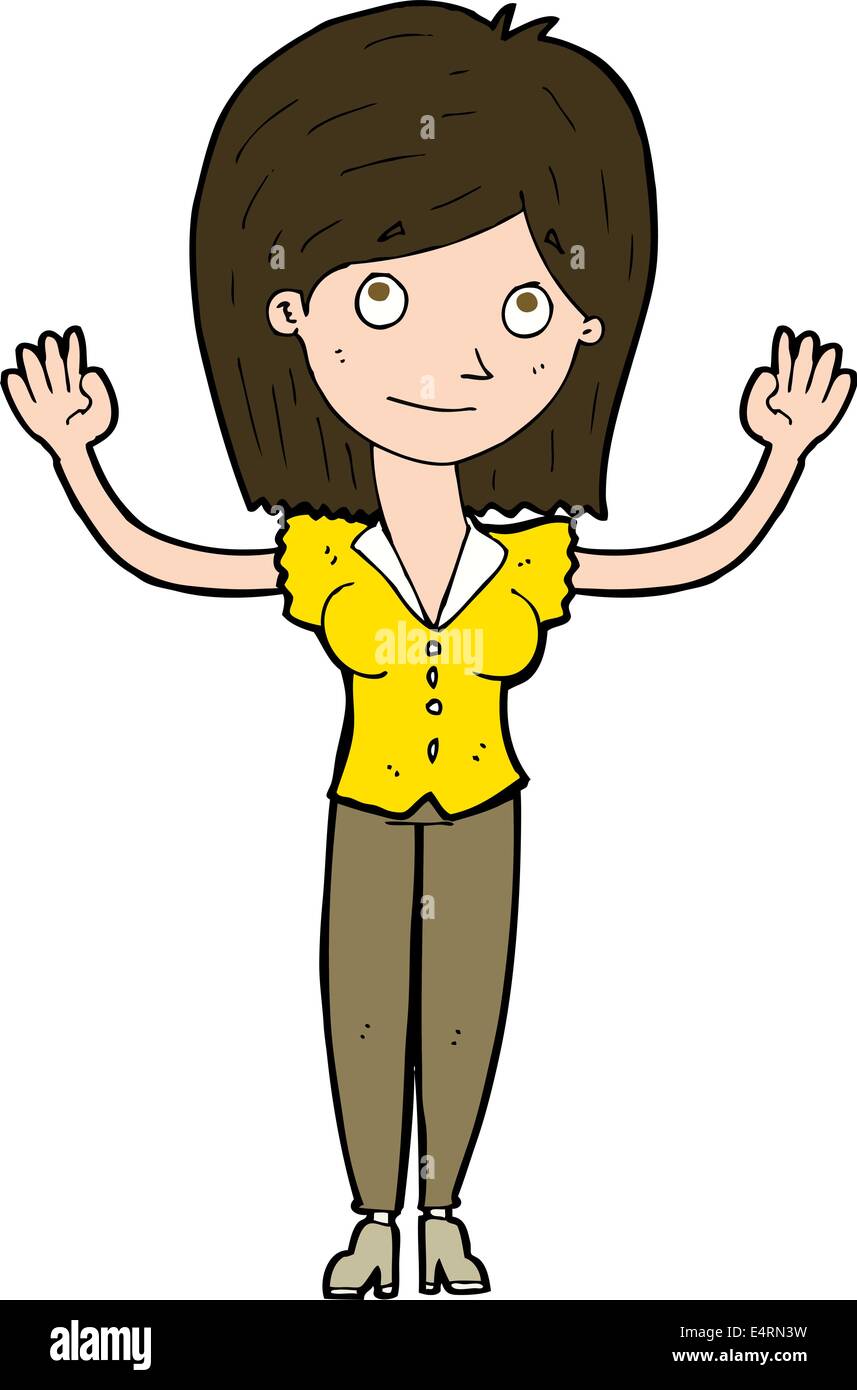cartoon woman holding up hands Stock Vector Image & Art - Alamy
