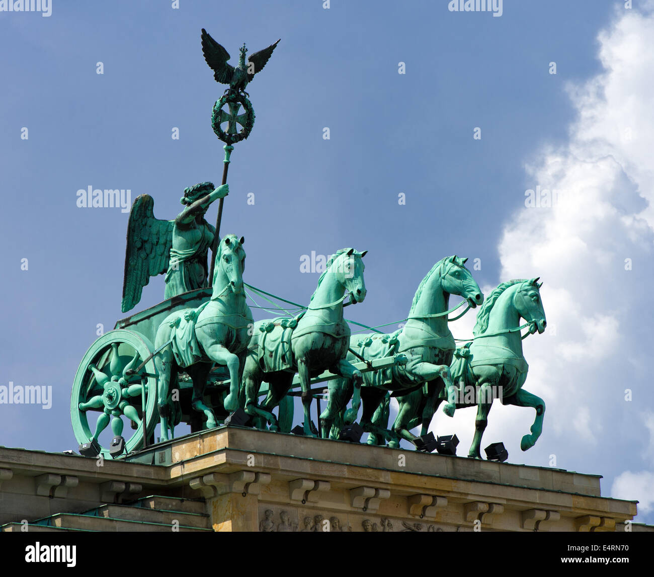 The Quadriga on the Brandenburg Gate at Pariser Platz square in Berlin ...