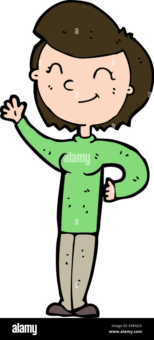 cartoon friendly waving woman Stock Vector Image & Art - Alamy