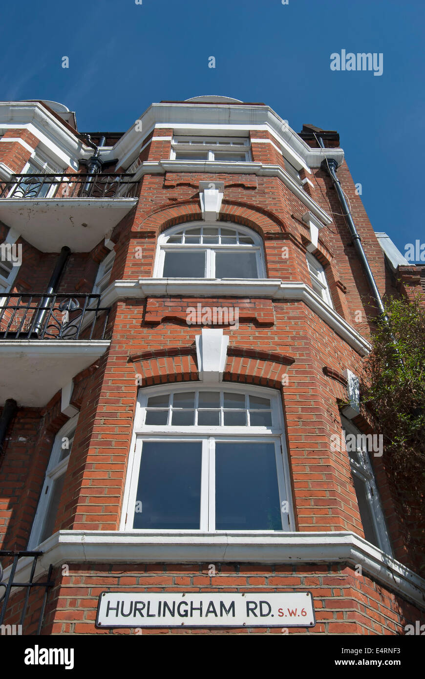street name sign for hurlingham road, fulham, london, england, on a ...