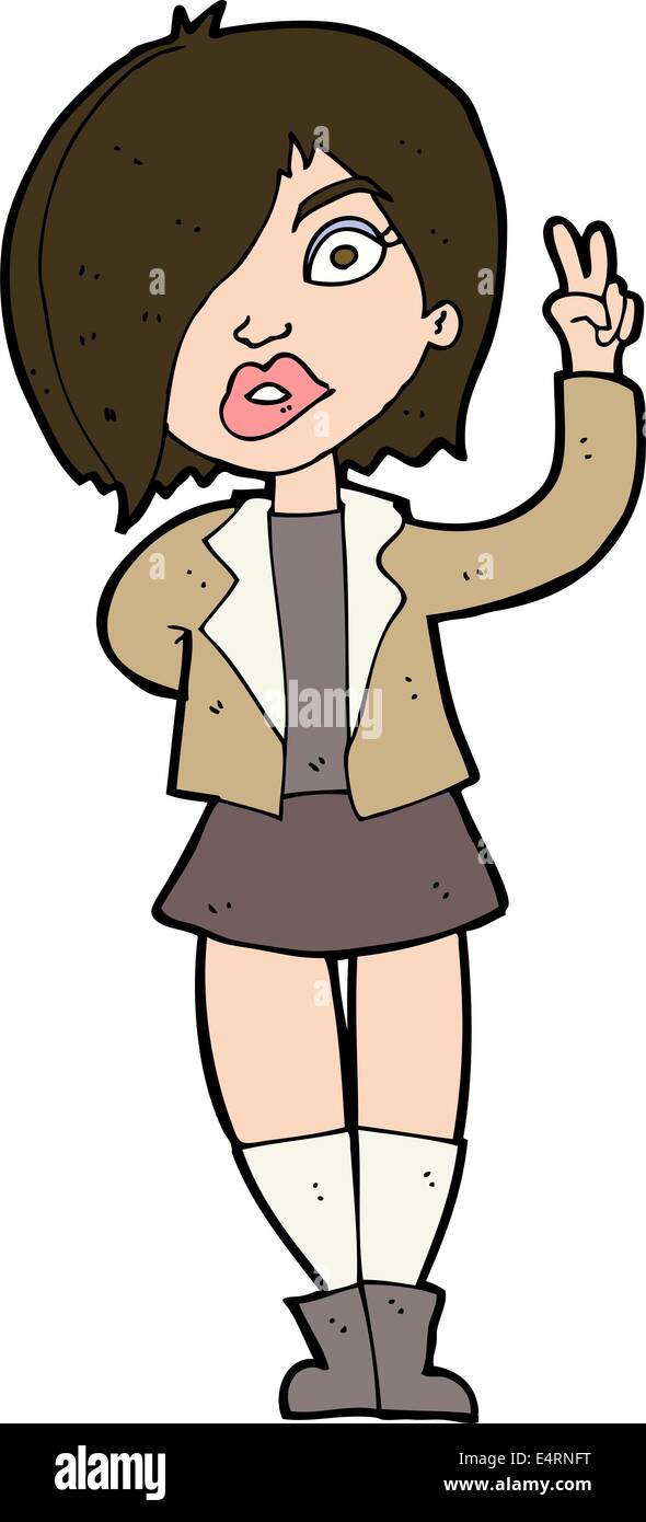 cartoon cool girl giving peace sign Stock Vector Image & Art - Alamy