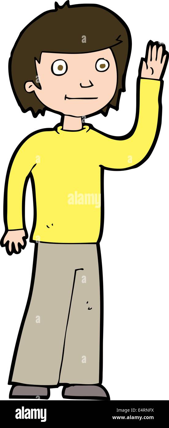 cartoon friendly boy waving Stock Vector Image & Art - Alamy