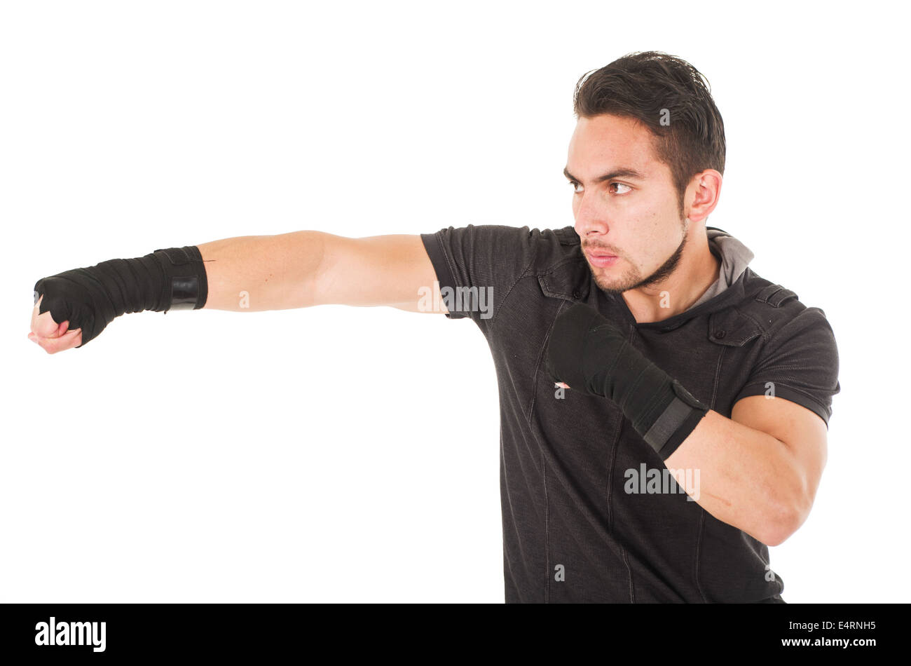 hispanic man martial arts fighter wearing black t-shirt Stock Photo - Alamy