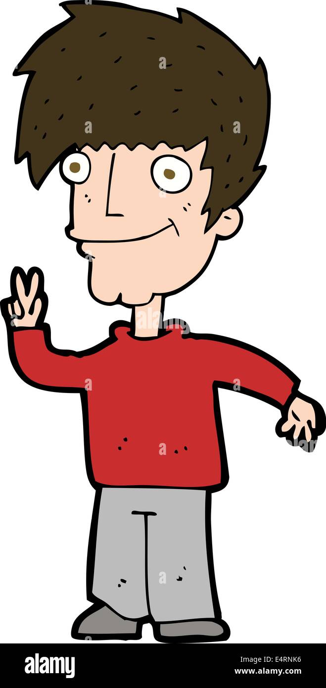 cartoon man giving peace sign Stock Vector Image & Art - Alamy