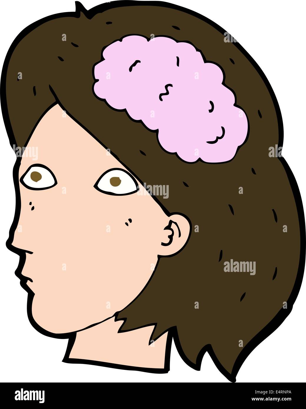 cartoon female head with brain symbol Stock Vector Image & Art - Alamy