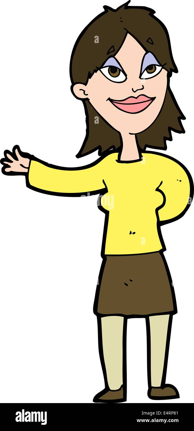 cartoon woman gesture to show something Stock Vector Image & Art - Alamy