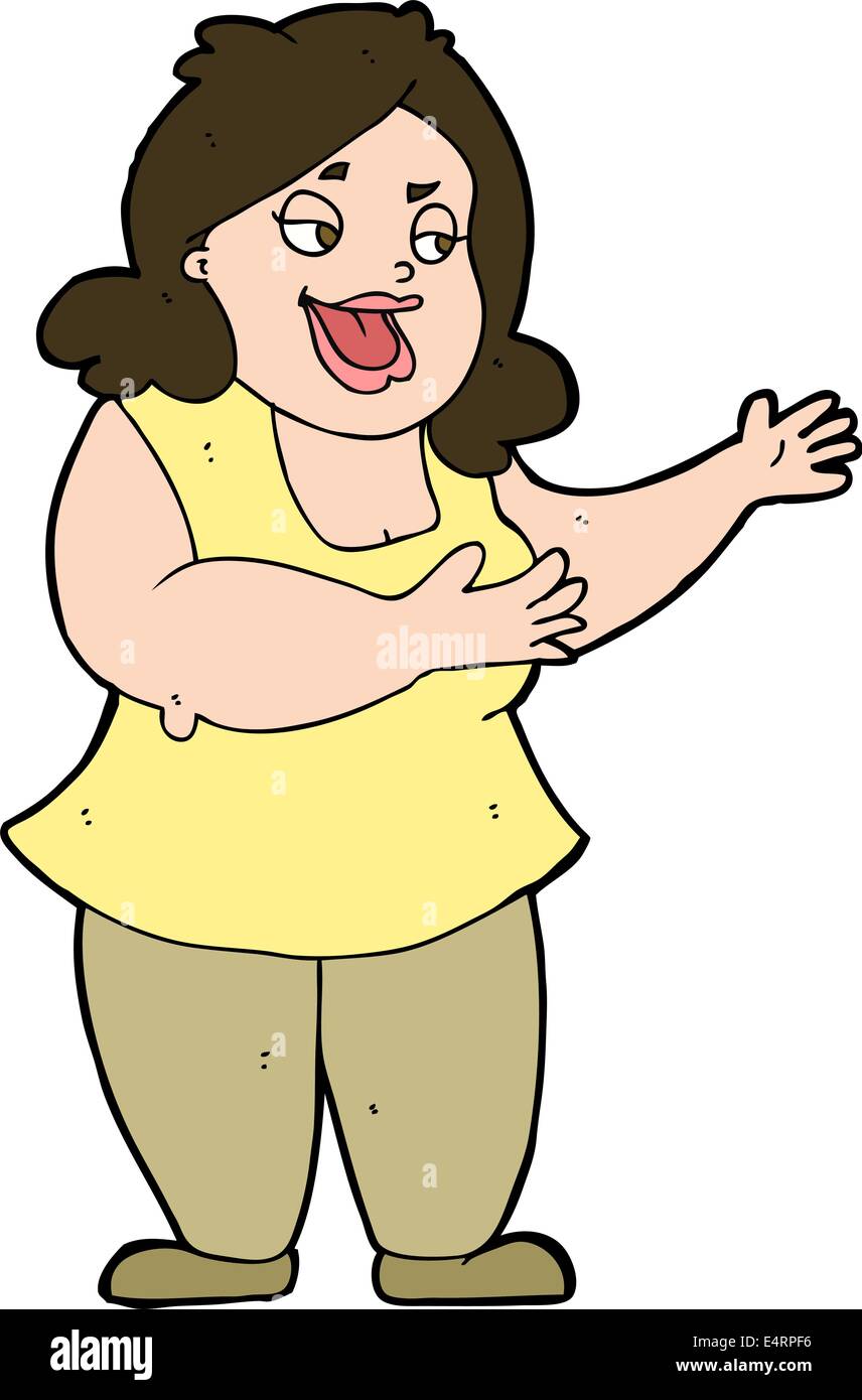 cartoon happy fat woman Stock Vector Image & Art - Alamy