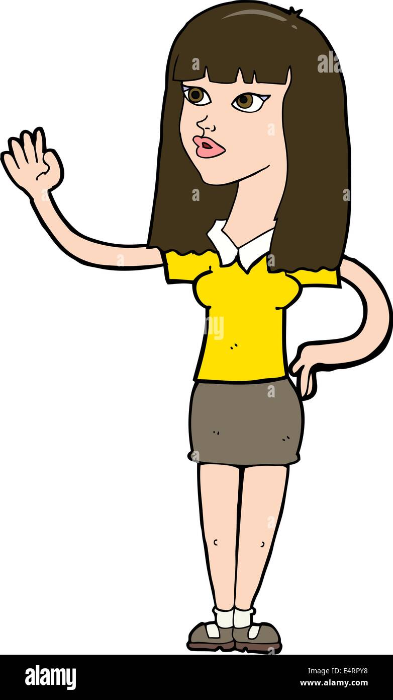 cartoon pretty woman waving Stock Vector Image & Art - Alamy