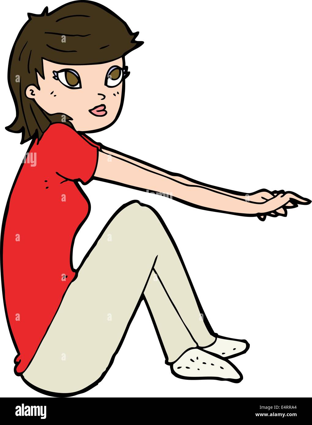 cartoon pretty girl sitting Stock Vector Image & Art - Alamy