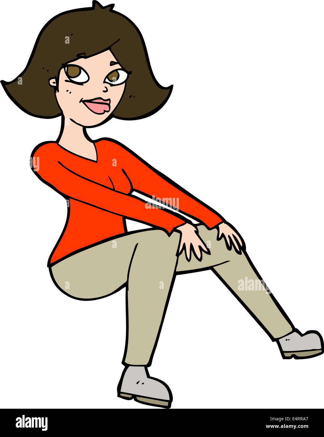 cartoon happy woman sitting Stock Vector Image & Art - Alamy