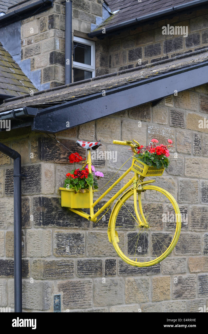 bike on side of cottage by the route of the tour de france welcoming ...