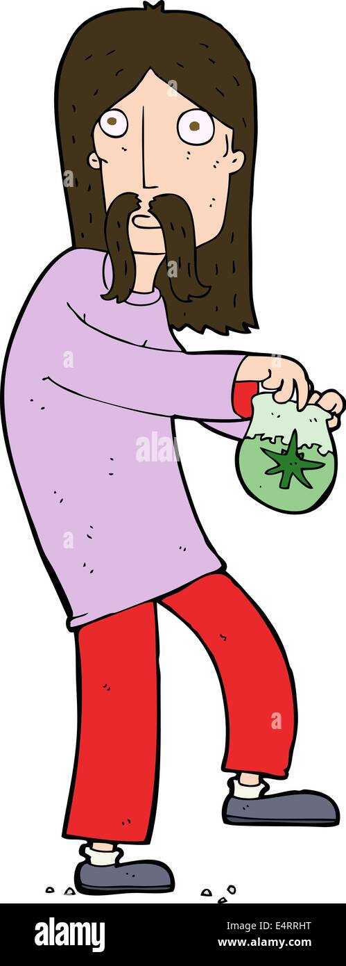 cartoon hippie man with bag of weed Stock Vector Image & Art - Alamy