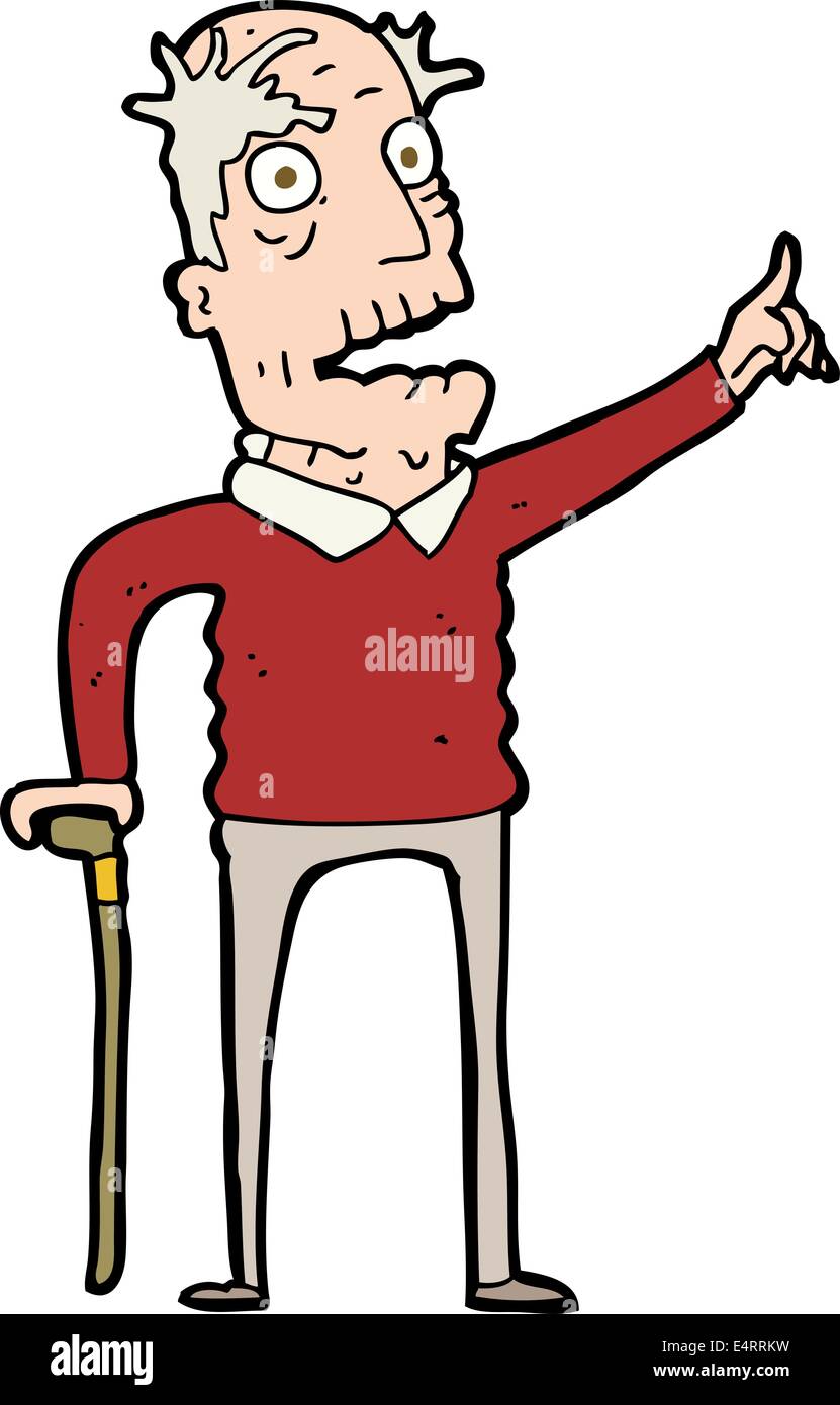 Old Man Walking Stick Cartoon Premium Vector | Vector Cartoon