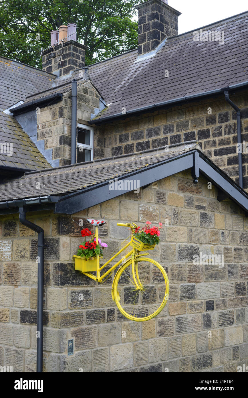 bike on side of cottage by the route of the tour de france welcoming ...