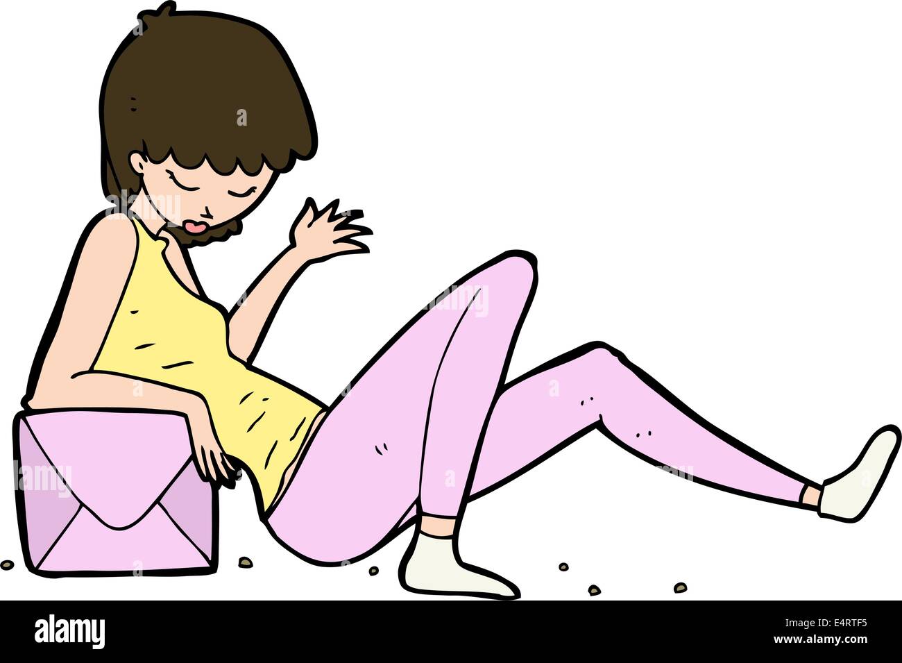 cartoon woman leaning on package box Stock Vector Image & Art - Alamy