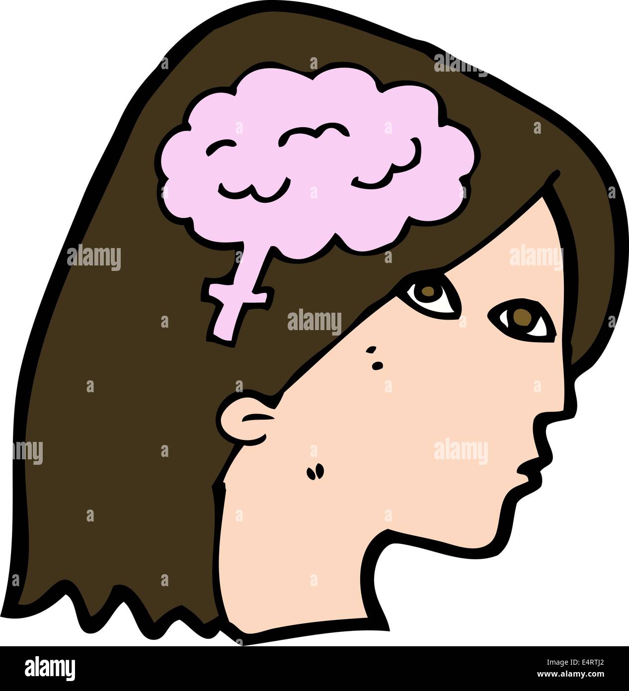 cartoon female head with brain symbol Stock Vector Image & Art - Alamy
