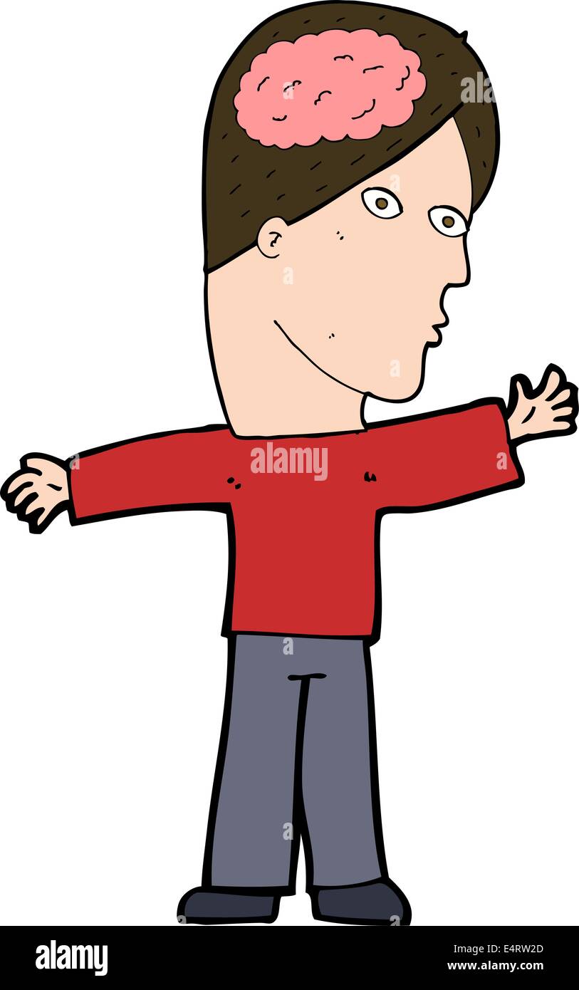 cartoon man with brain Stock Vector Image & Art - Alamy