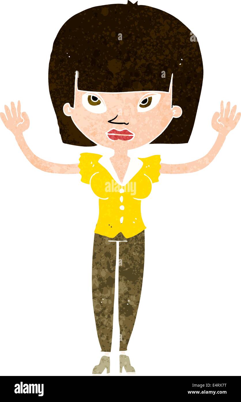 cartoon woman with raised hands Stock Vector Image & Art - Alamy