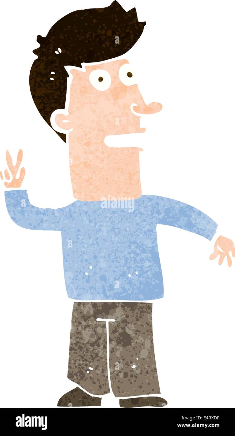 Cartoon man making peace sign hi-res stock photography and images - Alamy