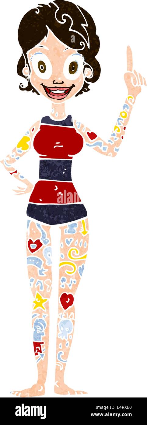 cartoon woman covered in tattoos Stock Vector Image & Art - Alamy