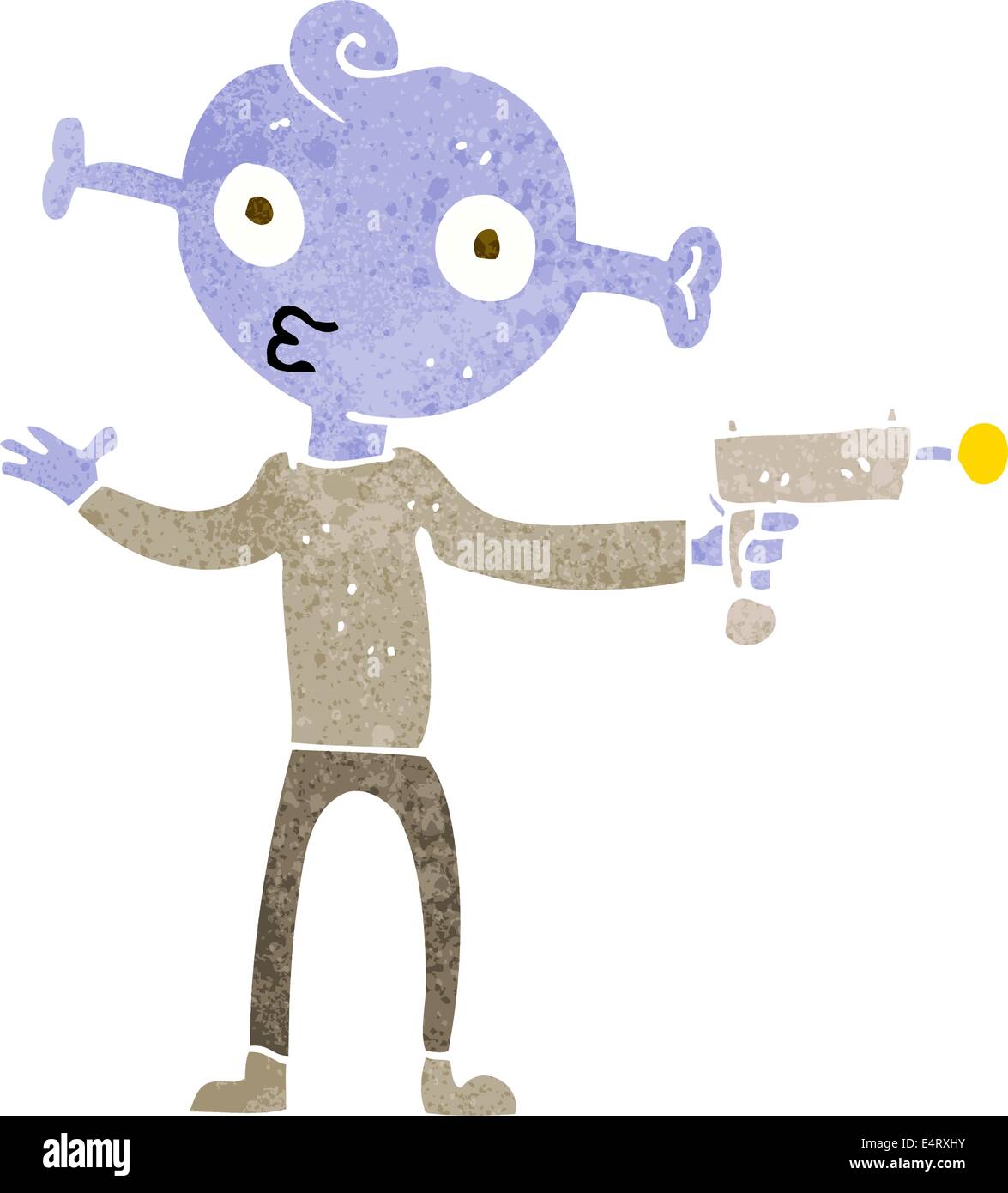 cartoon alien with ray gun Stock Vector Image & Art - Alamy