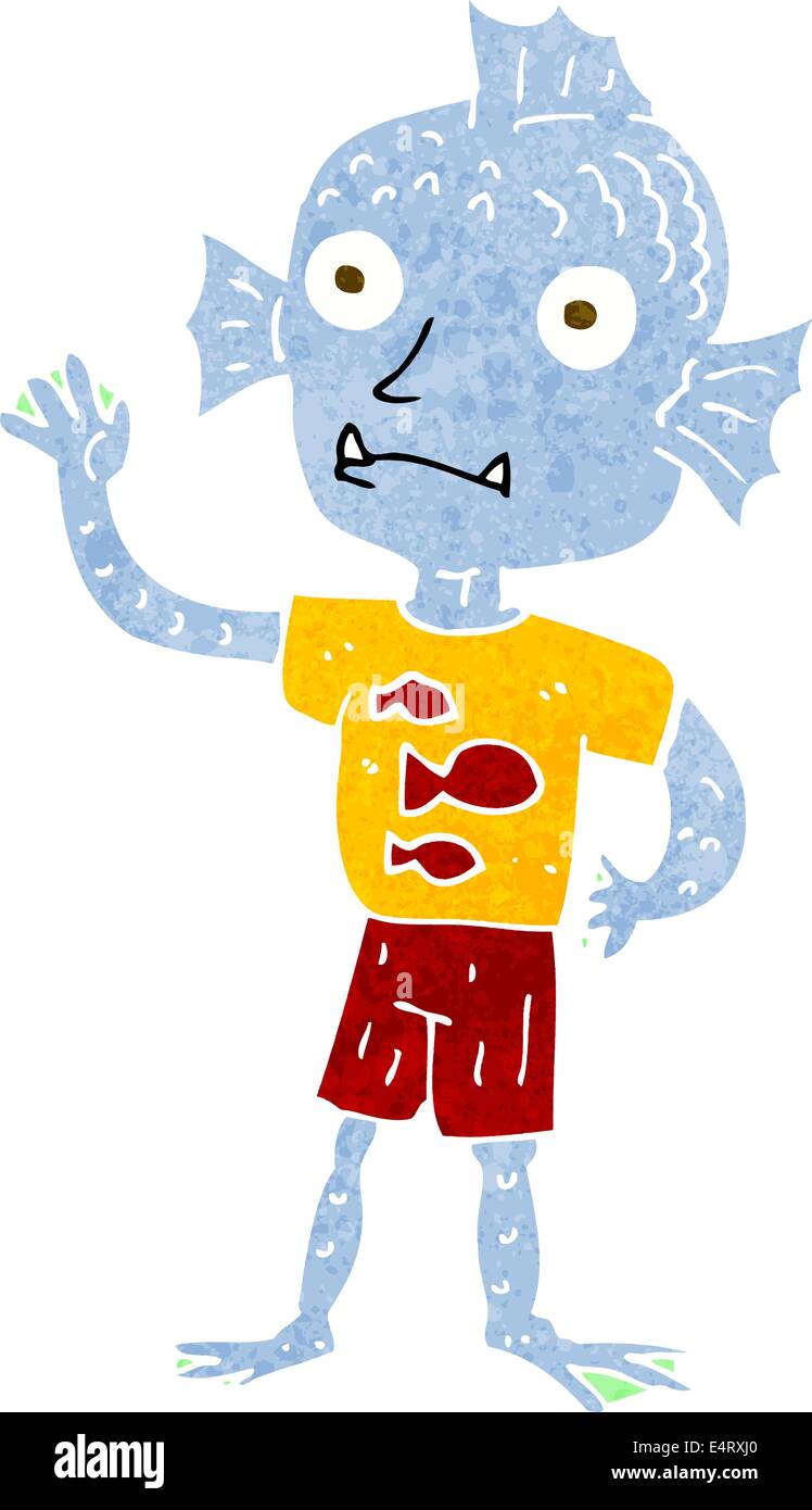 cartoon waving fish boy Stock Vector Image & Art - Alamy