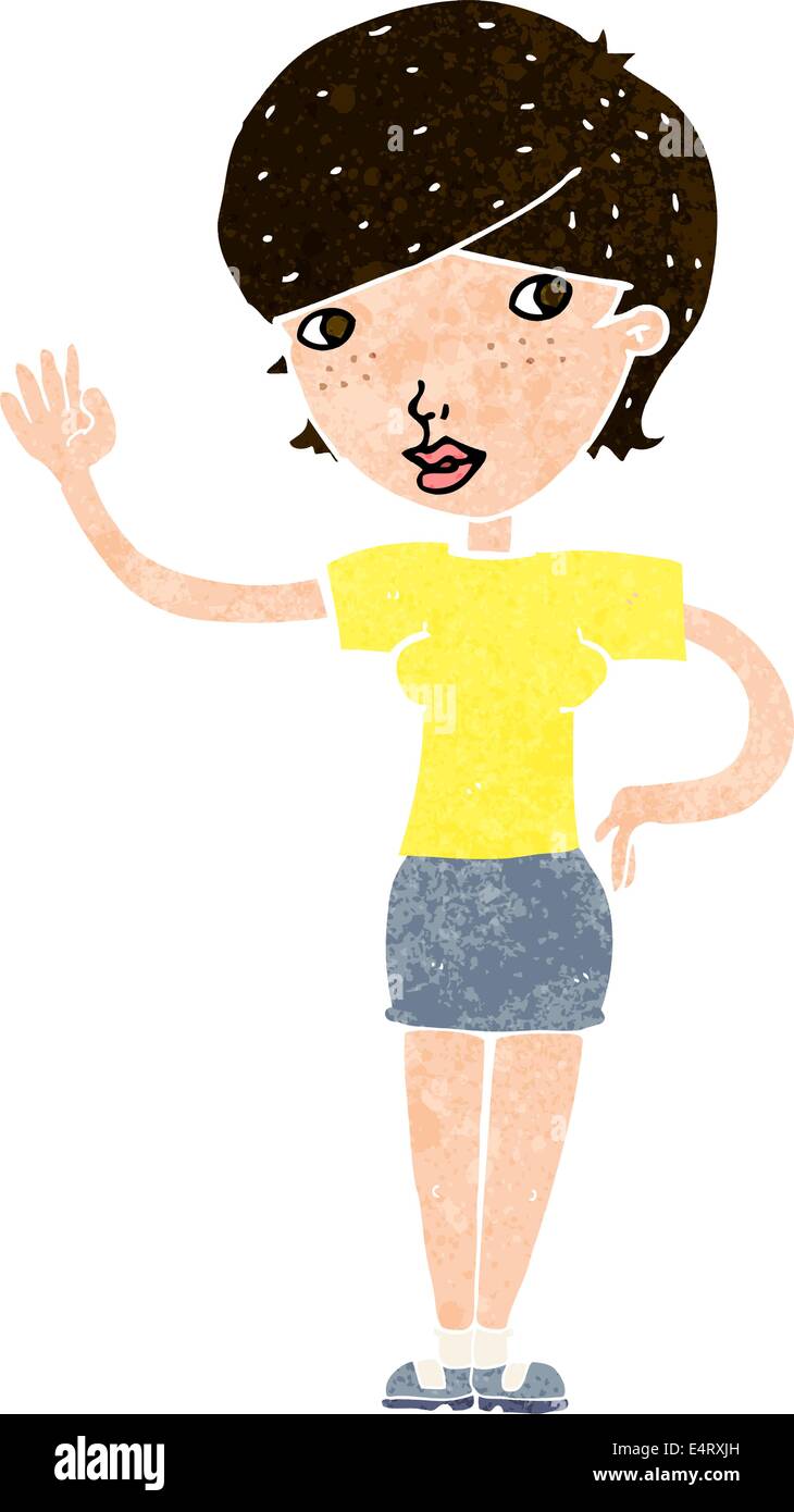 cartoon woman waving Stock Vector Image & Art - Alamy