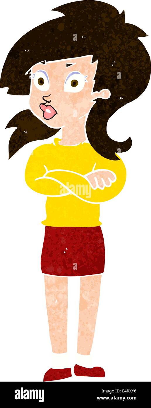 cartoon woman with folded arms Stock Vector Image & Art - Alamy
