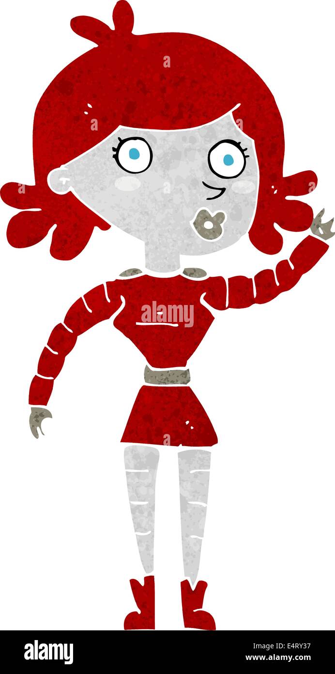 cartoon robot woman waving Stock Vector Image & Art - Alamy