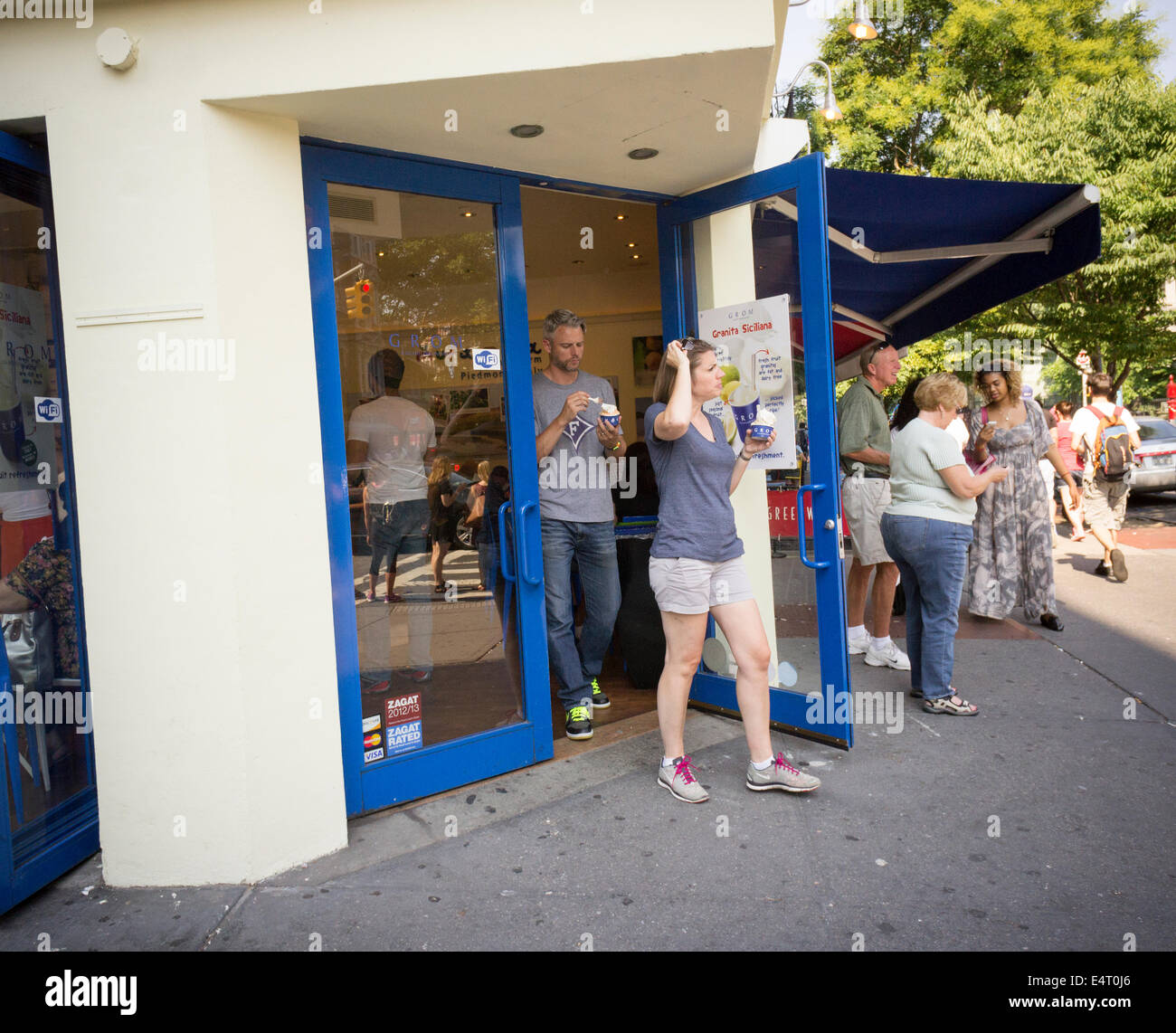 Customers at the Grom gelato store in Greenwich Village in New York ...