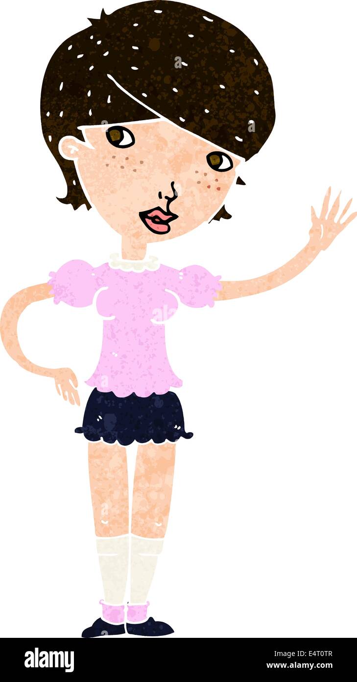 cartoon girl waving Stock Vector Image & Art - Alamy