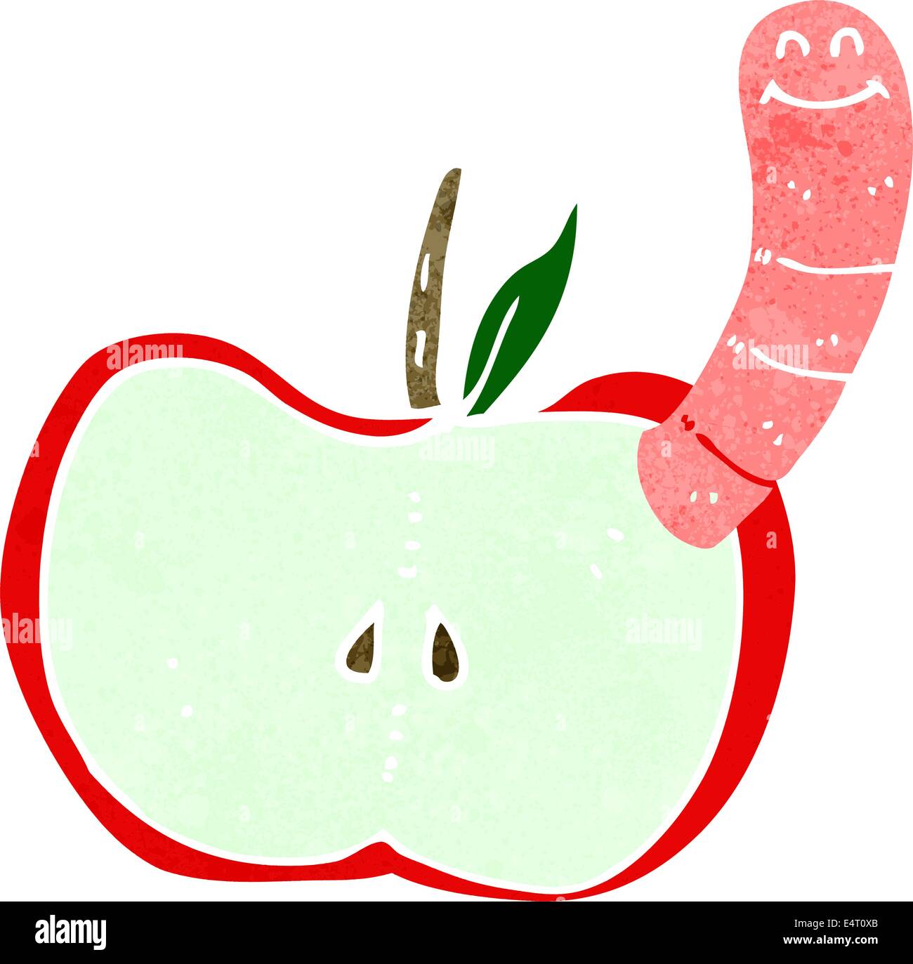 cartoon apple with worm Stock Vector Image & Art - Alamy