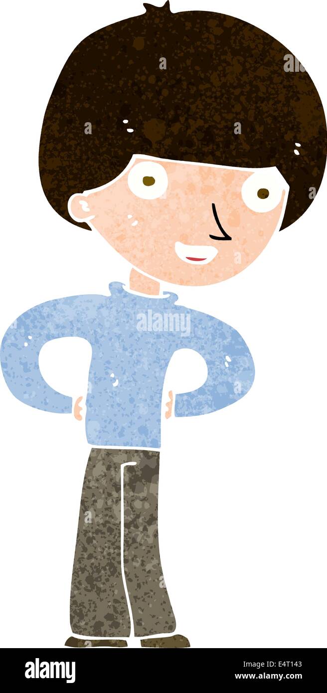 cartoon happy boy with hands on hips Stock Vector Image & Art - Alamy