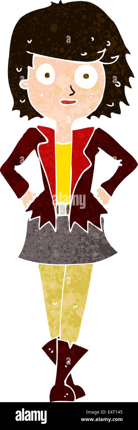 Cartoon woman in leather jacket hi-res stock photography and images - Alamy