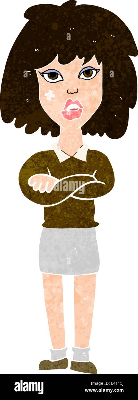 cartoon tough woman with folded arms Stock Vector Image & Art - Alamy
