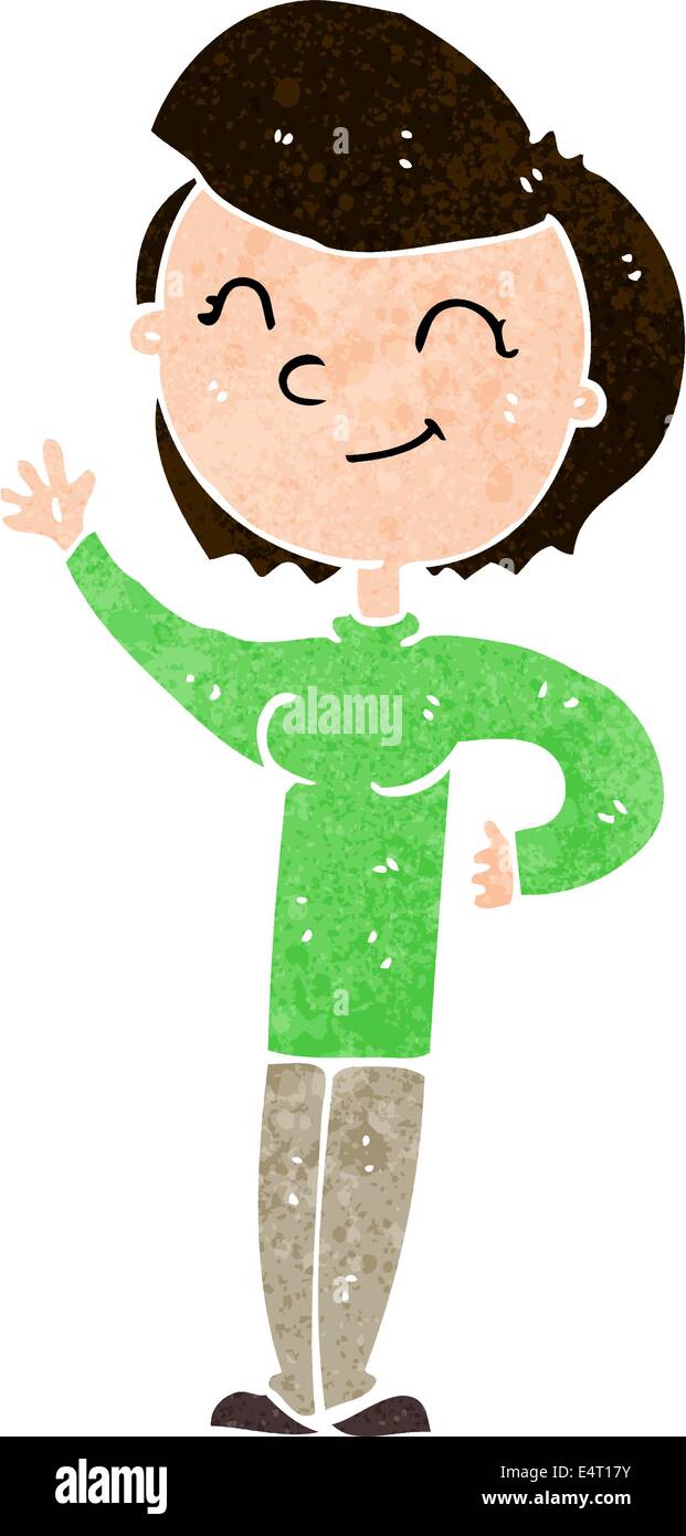 cartoon friendly waving woman Stock Vector Image & Art - Alamy