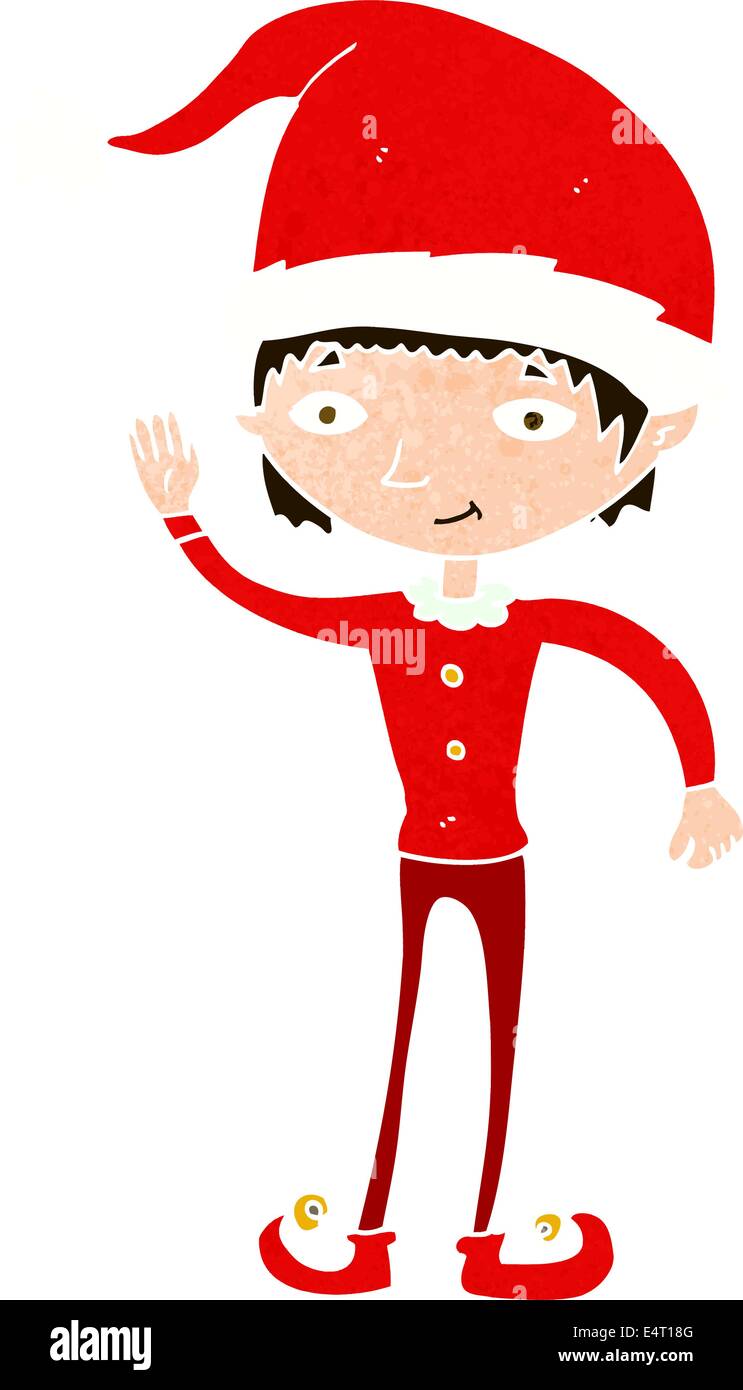 cartoon waving christmas elf Stock Vector Image & Art - Alamy