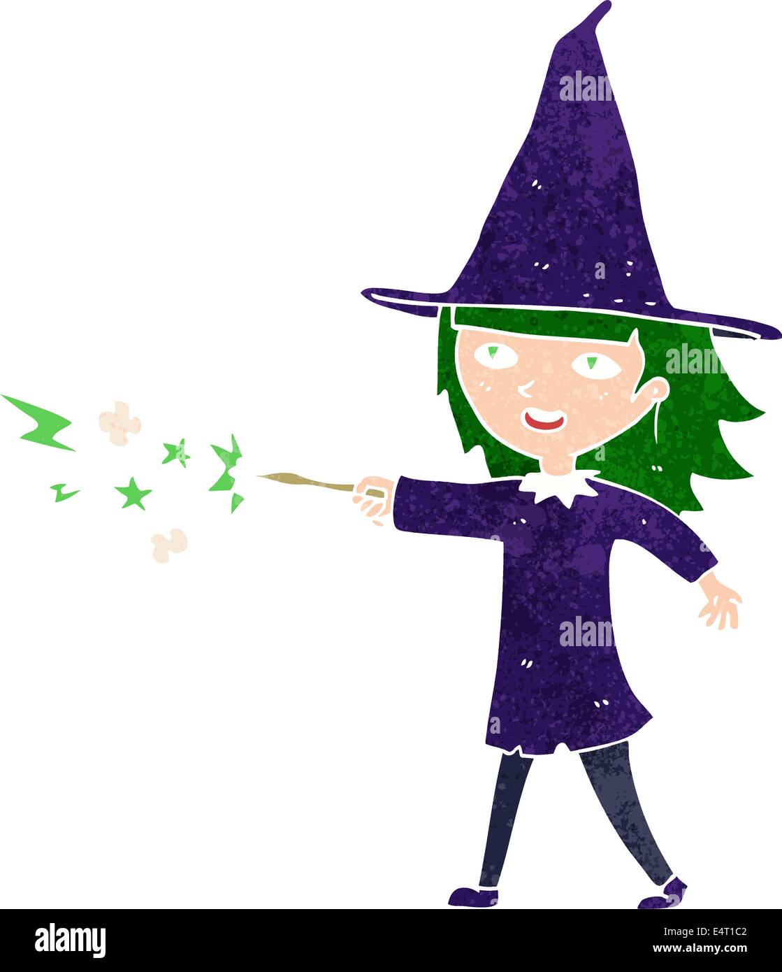 cartoon witch girl casting spell Stock Vector Image & Art - Alamy