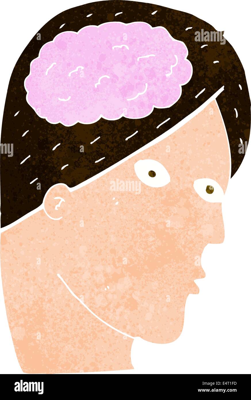 cartoon head with brain symbol Stock Vector Image & Art - Alamy