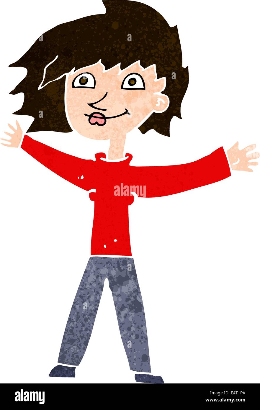 cartoon excited woman waving Stock Vector Image & Art - Alamy
