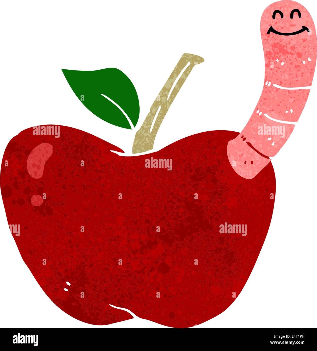 cartoon apple with worm Stock Vector Image & Art - Alamy
